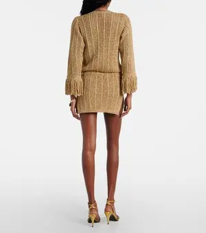 Valentino Garavani Open-knit Lamé Mini Dress