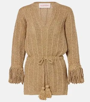 Valentino Garavani Open-knit Lamé Minidress - Gold