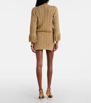 Valentino Garavani Open-knit Lamé Minidress