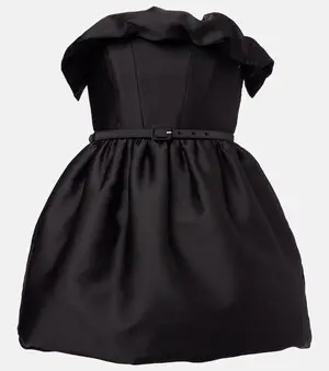 Roland Mouret Ruffled Draped Strapless Mini Dress - Black