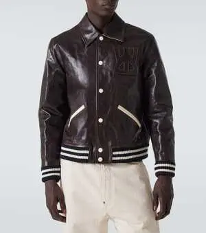 WALES BONNER Prince Leather Varsity Jacket