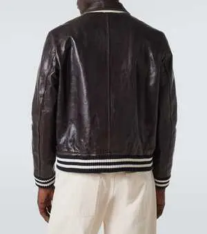 WALES BONNER Prince Leather Varsity Jacket