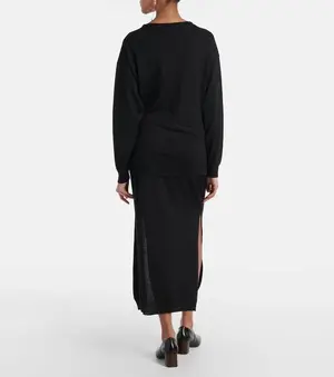LEMAIRE Belted Wool Blend Sweater Dress