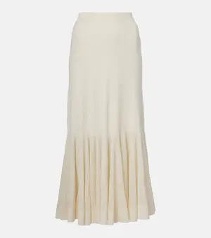 Zimmermann Illuminate Pleated Ribbed-knit Midi Skirt
