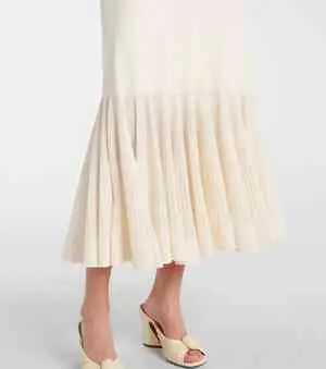 Zimmermann Illuminate Pleated Ribbed-knit Midi Skirt