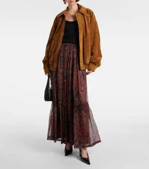 Saint Laurent Suede Bomber Jacket - Brown