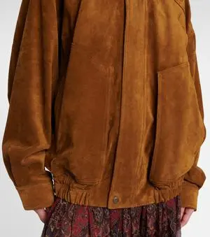 Saint Laurent Suede Bomber Jacket - Brown