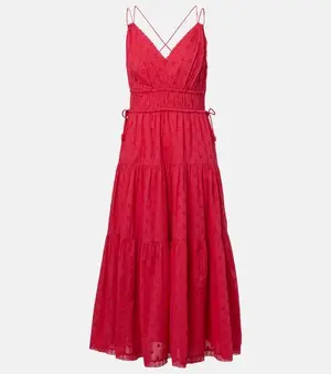 Ulla Johnson Freya Polka-dot Cotton Dobby Midi Dress - Pink