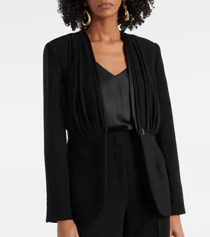 Max Mara Gradi Draped Crepe Jacket - Black