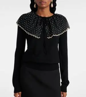 Valentino Garavani Tulle-trimmed Wool Sweater