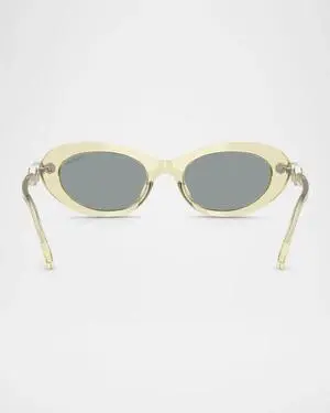 SWAROVSKI Crystal-embellished Oval Sunglasses - Grey