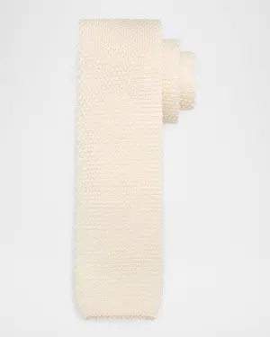 Brunello Cucinelli Brunello Cucinelli Silk And Cotton Knitted Tie Optical White