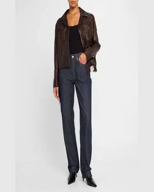 NILI LOTAN Eloi Leather Fringe Jacket