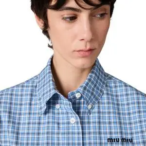 Miu Miu Pleated Checked Poplin Dress