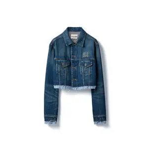Miu Miu Washed Denim Blouson Jacket - Navy