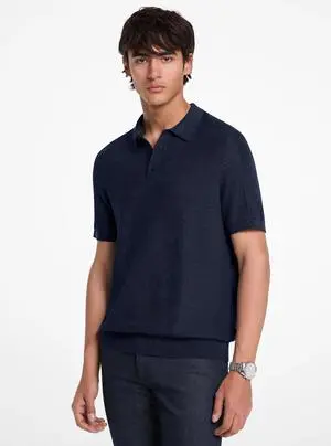Michael Kors Cotton Mouliné Polo Shirt In Size By - Blue