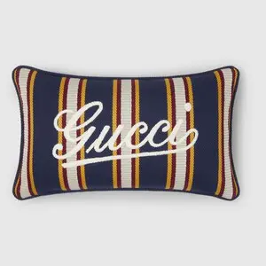 Gucci Rectangular Cotton Jacquard Cushion - Blue