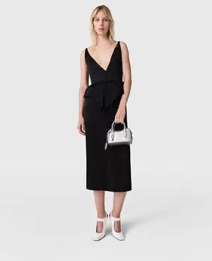 Stella McCartney Deep V-neck Peplum Midi Dress