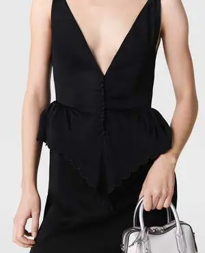 Stella McCartney Deep V-neck Peplum Midi Dress