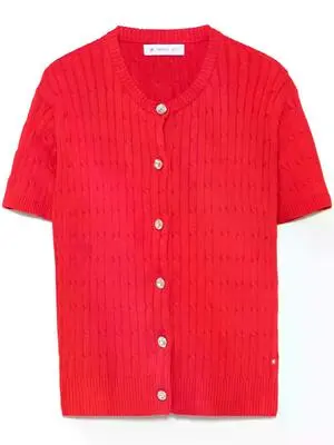 MANUEL RITZ Cotton Short-sleeve Cardigan - Red