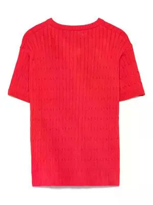 MANUEL RITZ Cotton Short-sleeve Cardigan - Red