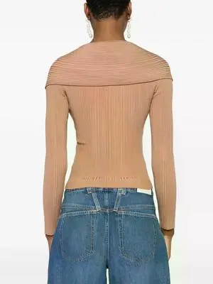 SELF-PORTRAIT Ribbed Wrap Top
