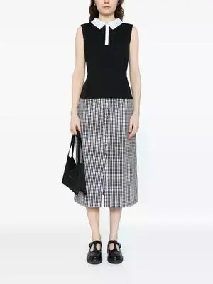 AGNÈS B. Gingham Cotton Midi Skirt