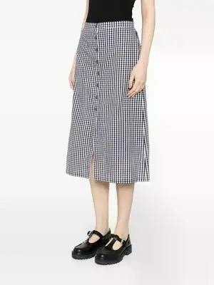AGNÈS B. Gingham Cotton Midi Skirt