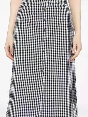 AGNÈS B. Gingham Cotton Midi Skirt
