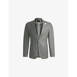 BOSS Notched-lapel Single-breasted Slim-fit Woven Blazer 38 Medium Green