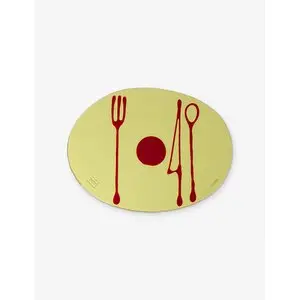 FISH DESIGN BY GAETANO PESCE Table Mates Cutlery-print Resin Placemat 50cm - Yellow And Matt Cherry