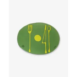 FISH DESIGN BY GAETANO PESCE Tables Mates Resin Cutlery Placemat - Green And Fluro Yellow