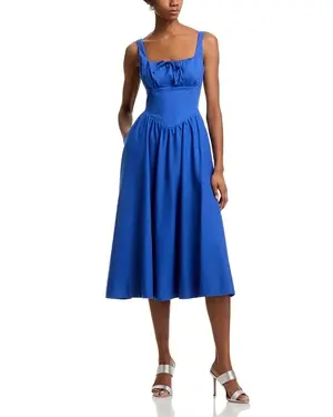 Aqua Tie Front Midi Dress