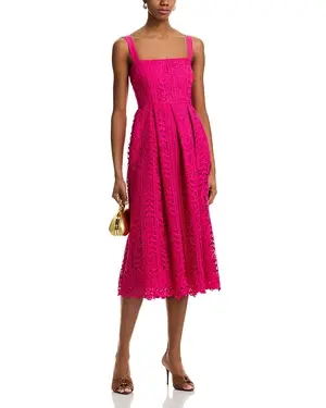 Aqua Lace Midi Tank Dress - Hot Pink
