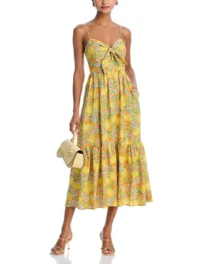 Aqua Tie Front Midi Dress