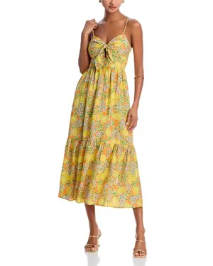 Aqua Tie Front Midi Dress