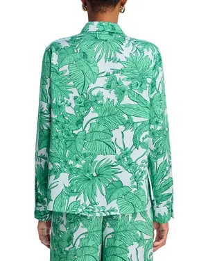 Aqua Palm Printed Satin Shirt