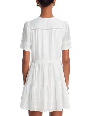 Aqua Lace Voile Short Sleeve Dress - Ivory