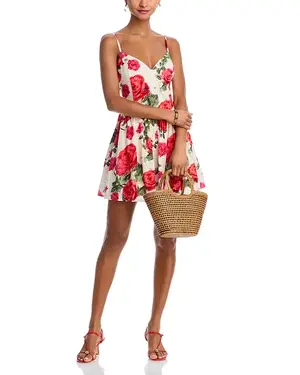 Aqua Rose Eyelet Princess Mini Dress - White Multi