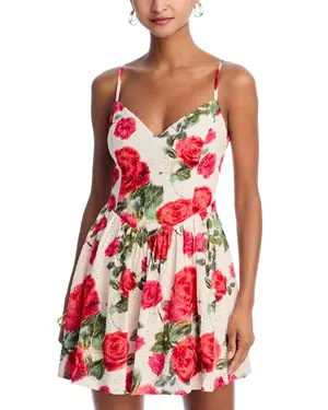 Aqua Rose Eyelet Princess Mini Dress
