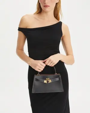 Tory Burch Petite Lee Radziwill Leather Tote - Black