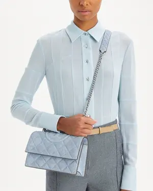 Tory Burch Fleming Print Leather Convertible Crossbody - Denim