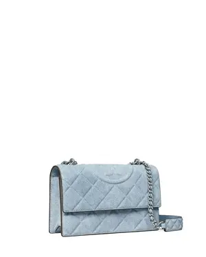 Tory Burch Fleming Print Leather Convertible Crossbody - Denim