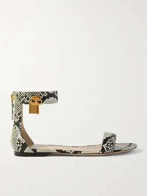 TOM FORD TOM FORD Embellished Snake-Effect Leather Sandals Snake Print
