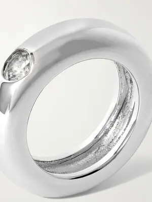 MARTHA CALVO Rhodium-plated Crystal Ring