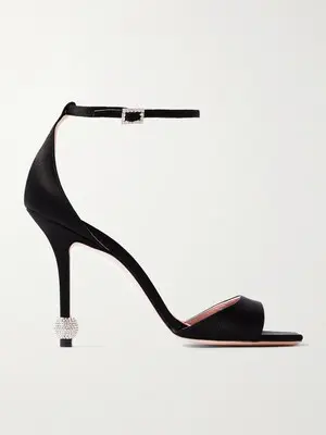 ROGER VIVIER Marlene 100 Crystal-embellished Satin Sandals - Black