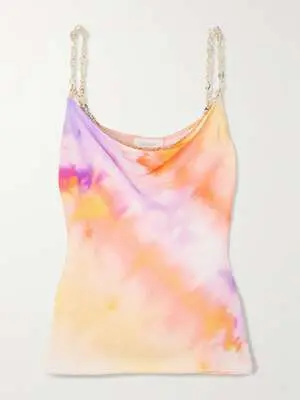 Rabanne Chainmail-embellished Tie-dyed Camisole - Orange