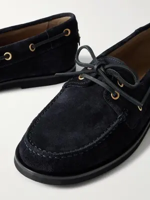 GIANVITO ROSSI Vandée Suede Boat Shoes - Blue