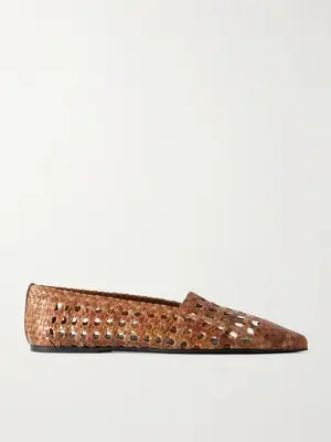 Loro Piana Ayame Woven Leather Flats - Brown