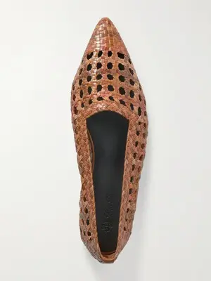Loro Piana Ayame Woven Leather Flats - Brown